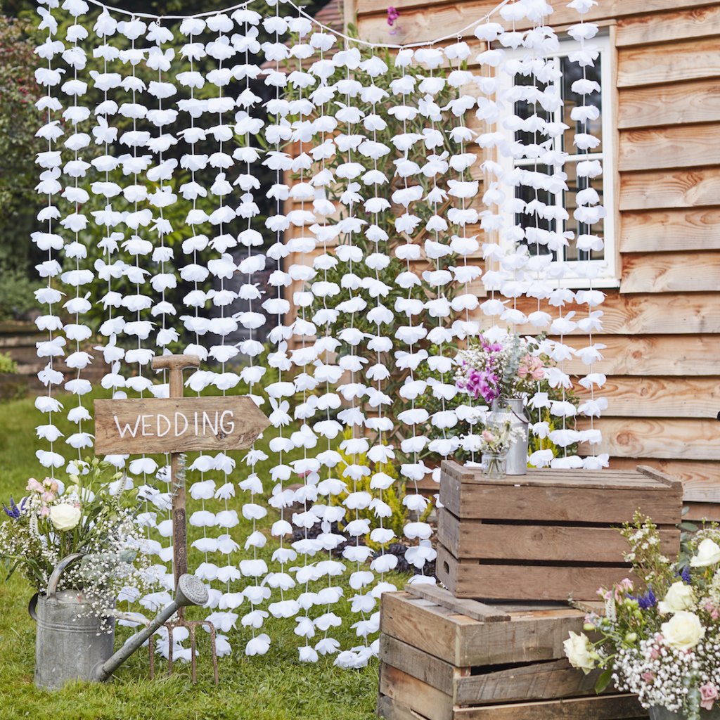 Draperi - White Floral - Rustic Country - - Draperier - My Perfect Day